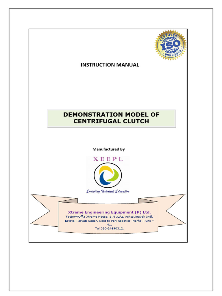 Demonstration Model of Centrifugal Clutch | PDF | Clutch | Friction