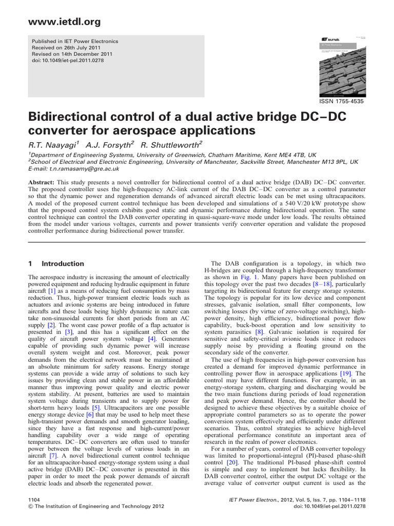 Control of Dual Active Bridge | PDF | Power Electronics | Power Inverter