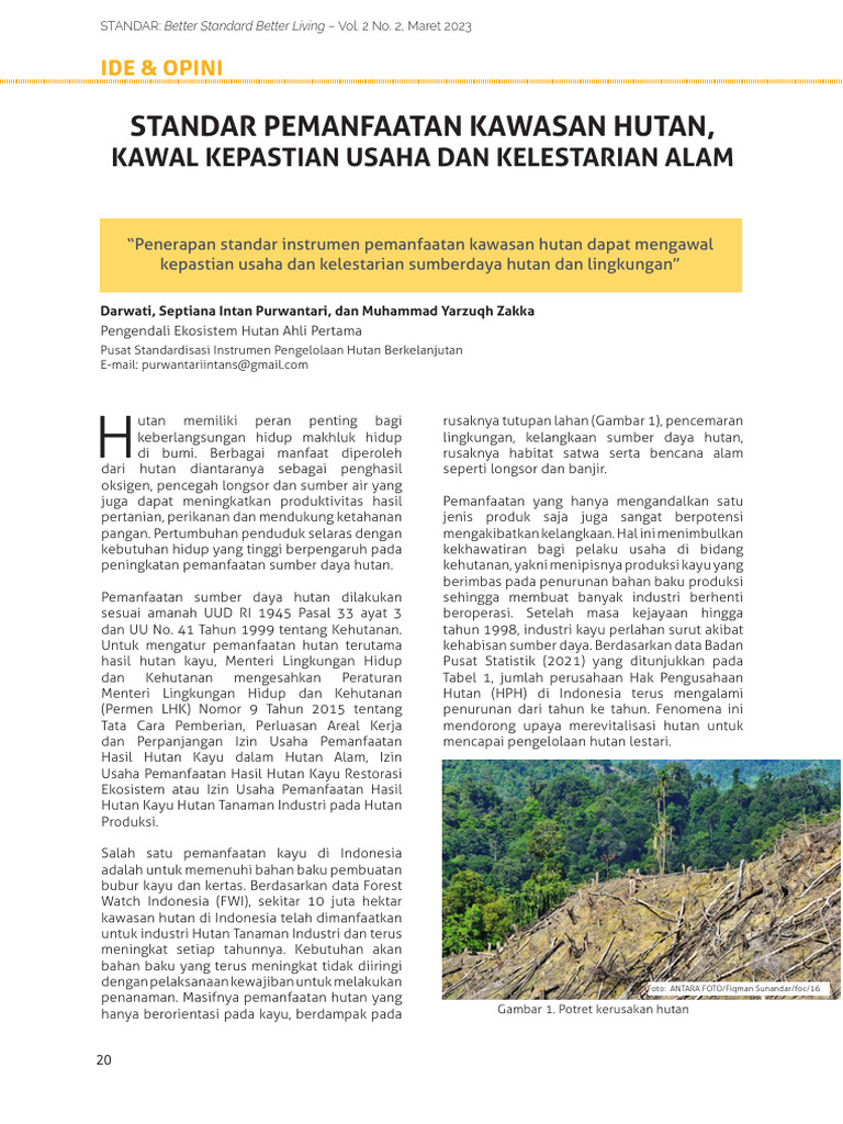 Standar Pemanfaatan Kawasan Hutan | PDF