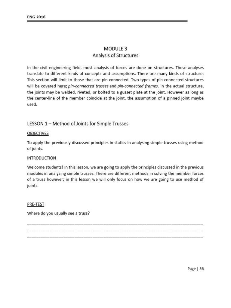 ENG 2016 (Module 3) | PDF | Truss | Bending
