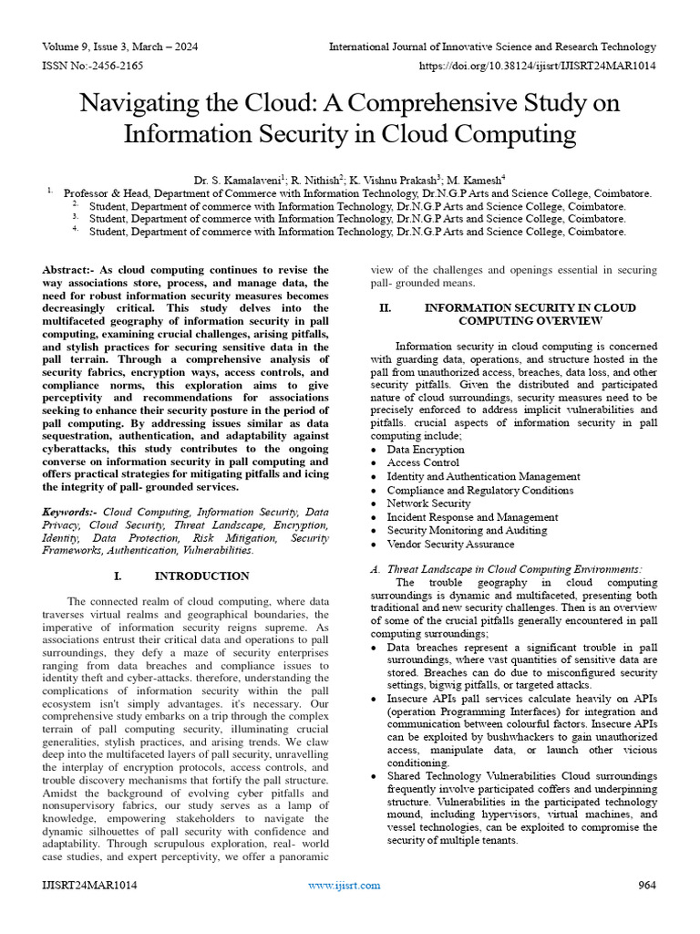 Navigating the Cloud: A Comprehensive Study on Information Security in ... Navigating the Cloud: A Comprehensive Study on Information Security in ...