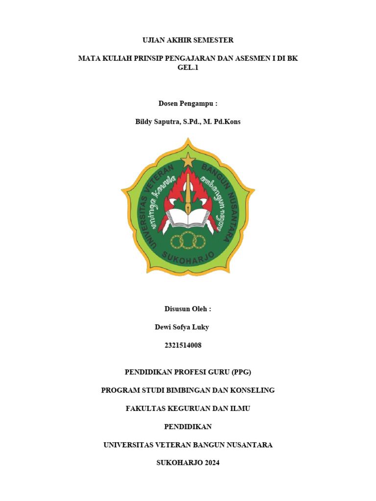 Dewi Sofya - UAS - Prinsip Pengajaran Dan Asesmen BK | PDF