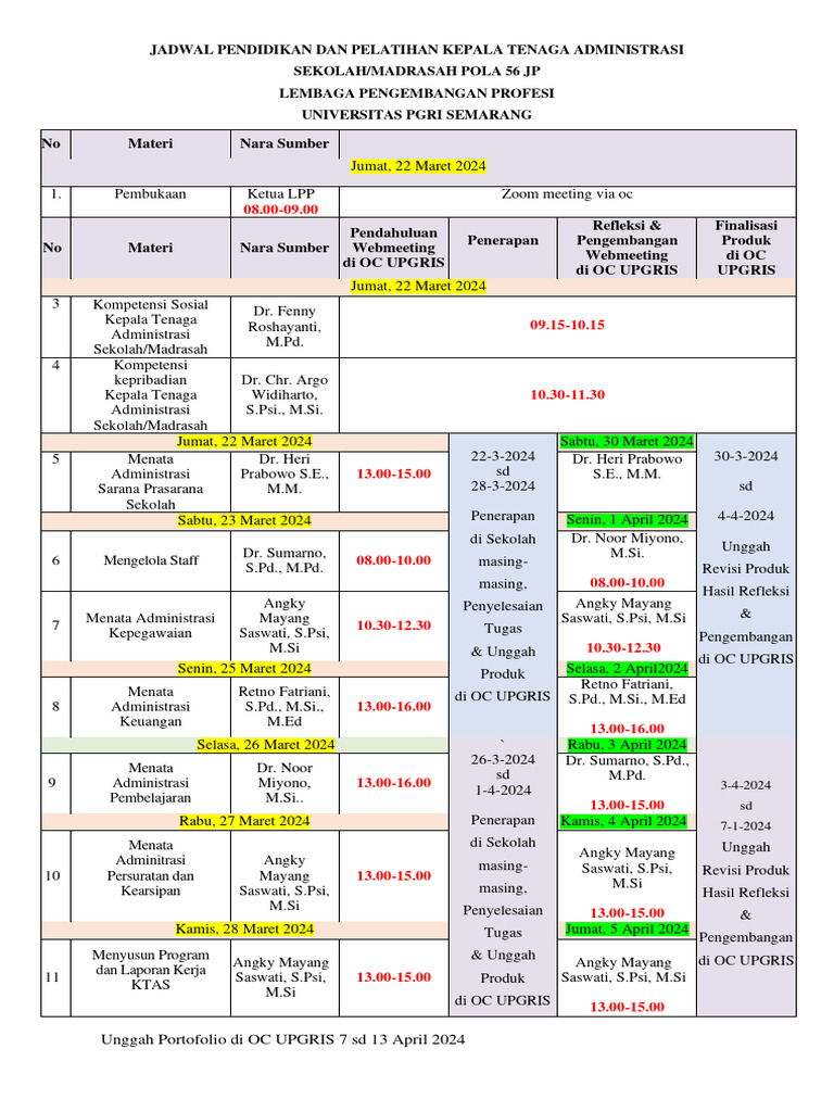 Jadwal Ktasm Batch 1 Tahun 2024 | PDF