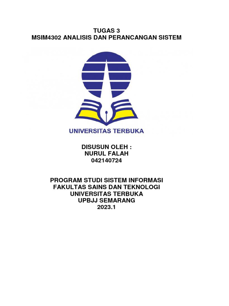 Tugas 3 042140724 Msim4302 Nurul Falah Analisis Dan Perancangan Sistem | PDF