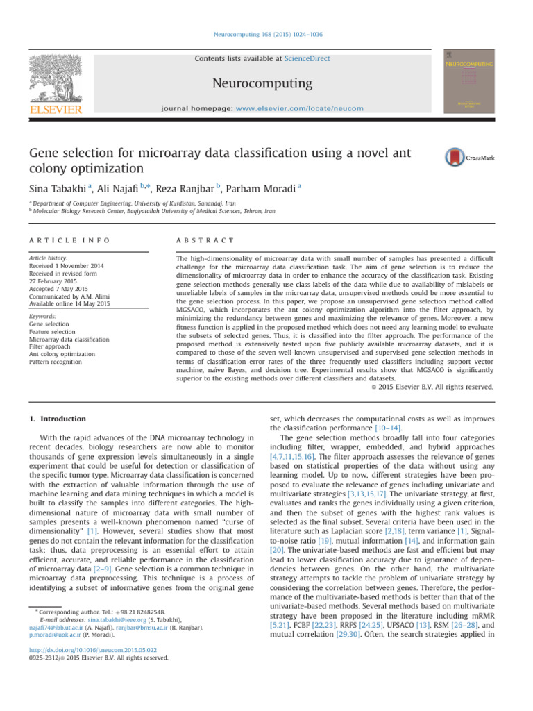 Gene Selection Acosampling An Ant Colony Optimization Based