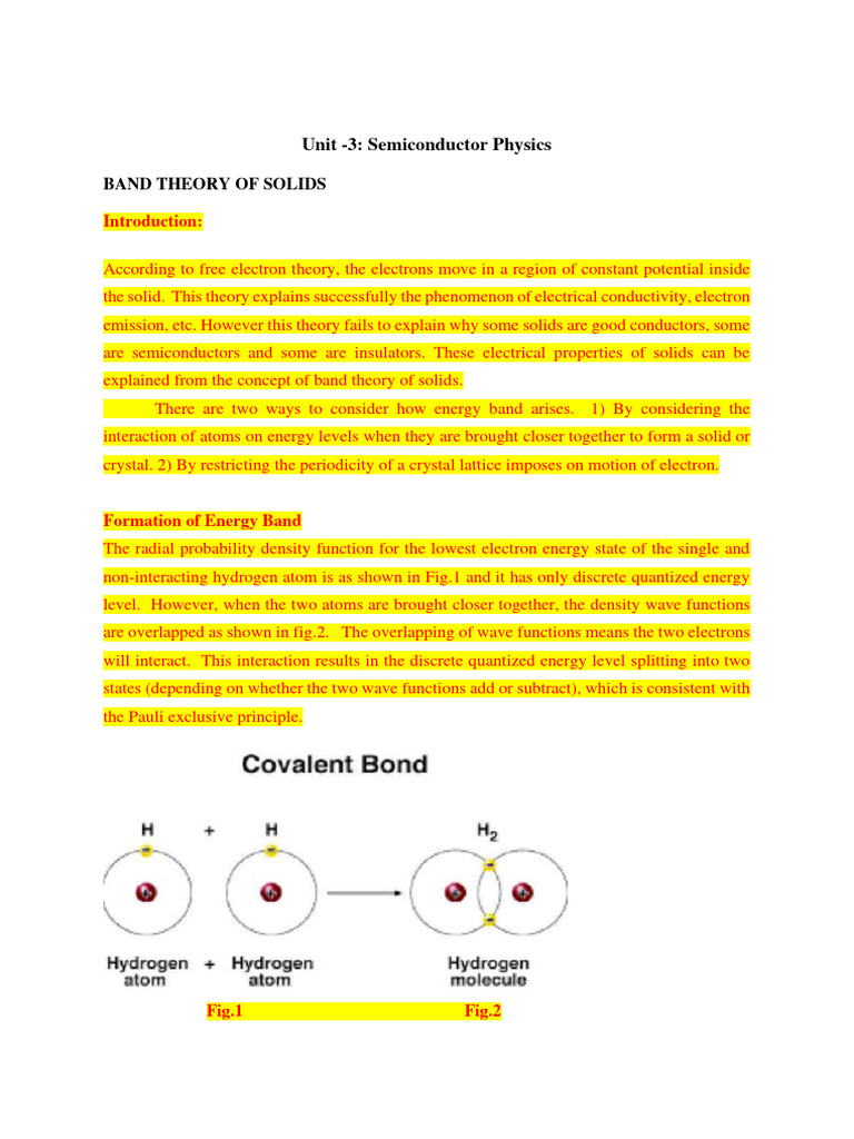 Unit 3 Semiconductor Physics Pdf P N Junction Semiconductors