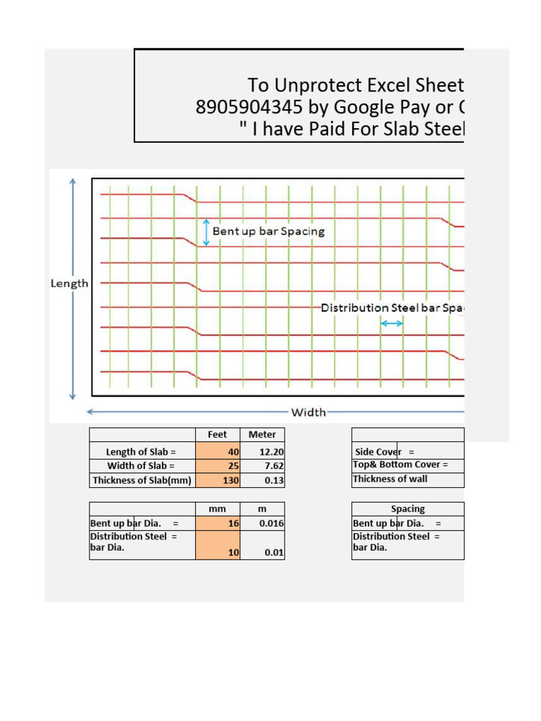 Slab Steel Calculation Excel Sheet.zip | PDF