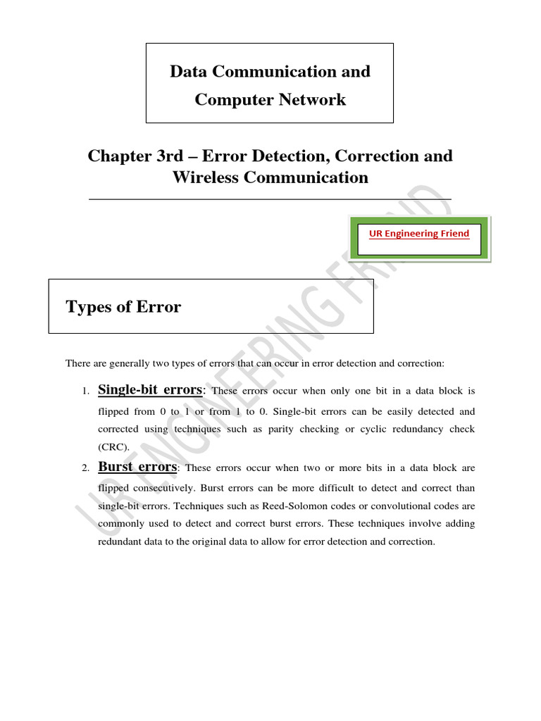 DCC Chapter 3 Notes - Ur Engineering Friend | PDF | Error Detection And ...