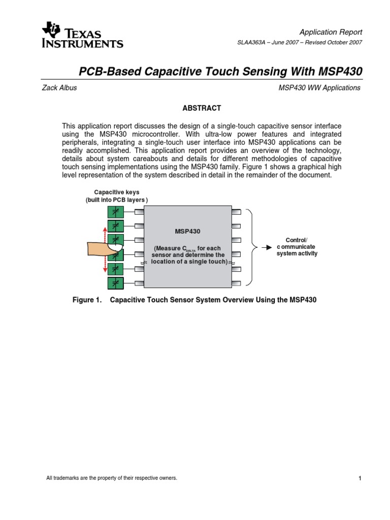 PCB-Based Capacitive Touch Sensing With MSP430 | PDF | Capacitor | Printed Circuit Board