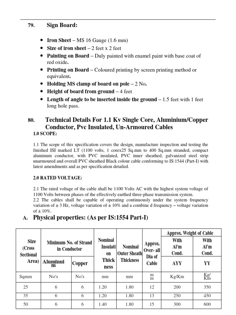 TS 1.1 KV 1c PVC Cable | PDF | Insulator (Electricity) | Electrical ...