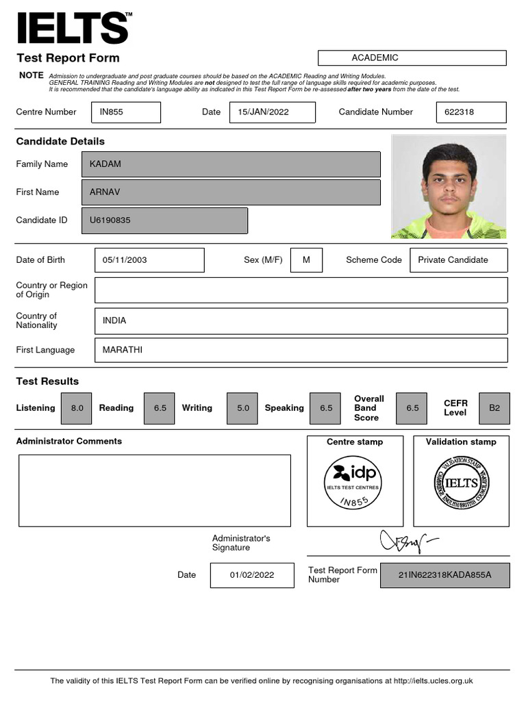 Ielts Result PDF | PDF | International English Language Testing System ...