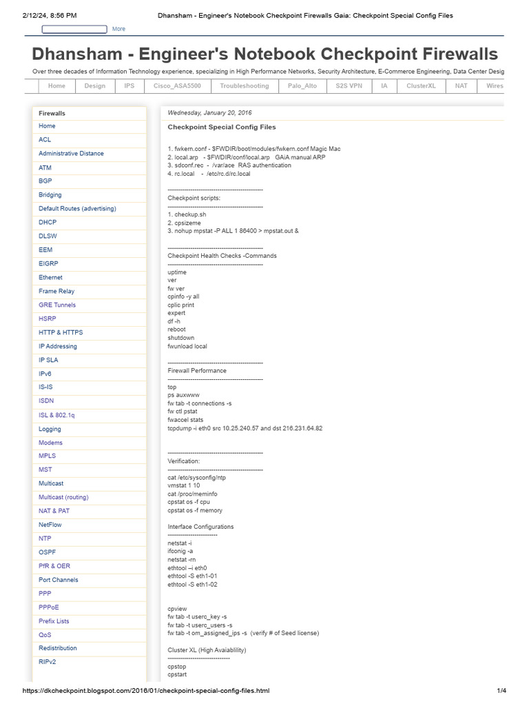 Dhansham - Engineer's Notebook Checkpoint Firewalls Gaia - Checkpoint ... Dhansham - Engineer's Notebook Checkpoint Firewalls Gaia - Checkpoint ...