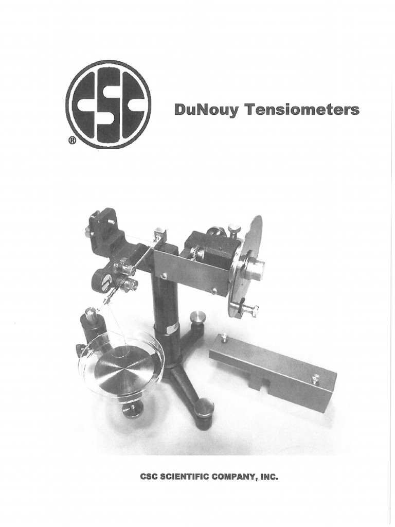 Operating Manual CSC DuNouy Tensiometers | PDF Operating Manual CSC DuNouy Tensiometers | PDF