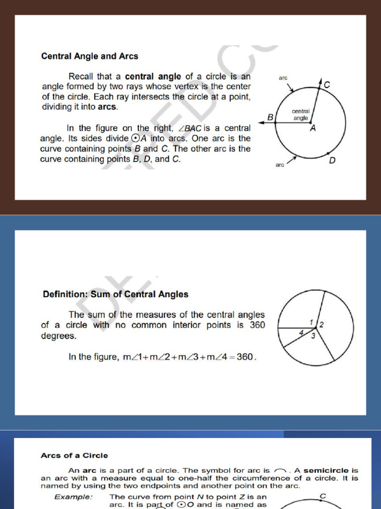 Central Angles Inscribed Power Theorem | PDF