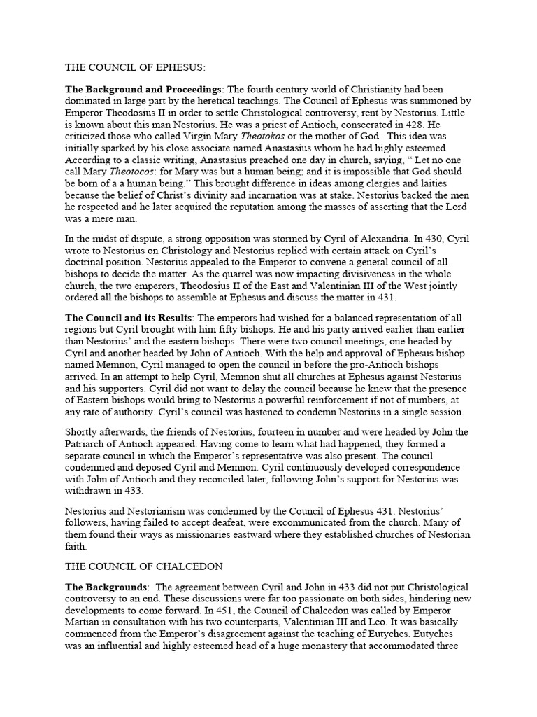 Council of EPhesus and Chalcedon | PDF