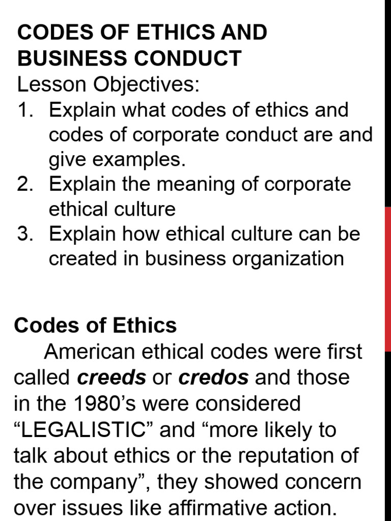 Understanding Codes of Ethics in Business | PDF