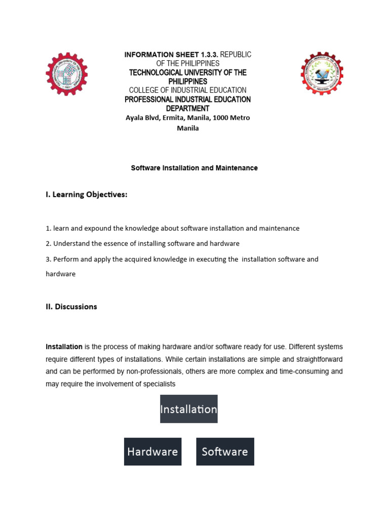 Information Sheet 1.3.3 - Documentation | PDF | Installation (Computer ...