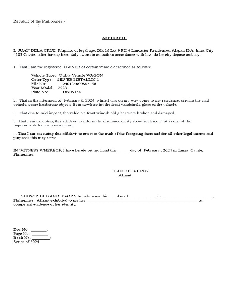 AFFIDAVIT - Insurance Glass Broken | PDF | Politics | Social Science