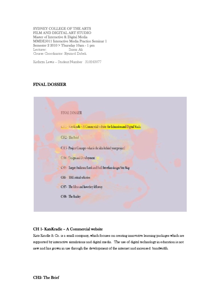 Final Dossier: CH 1-Katskradle - A Commercial Website | PDF ...