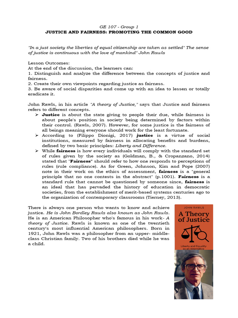 Ethics: Justice and Fairness, Promoting the Common Good | PDF | Justice | Crime & Violence