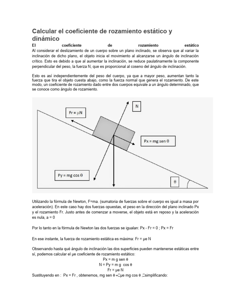 Cálculo del Coeficiente de Rozamiento | PDF | Fricción | Fuerza