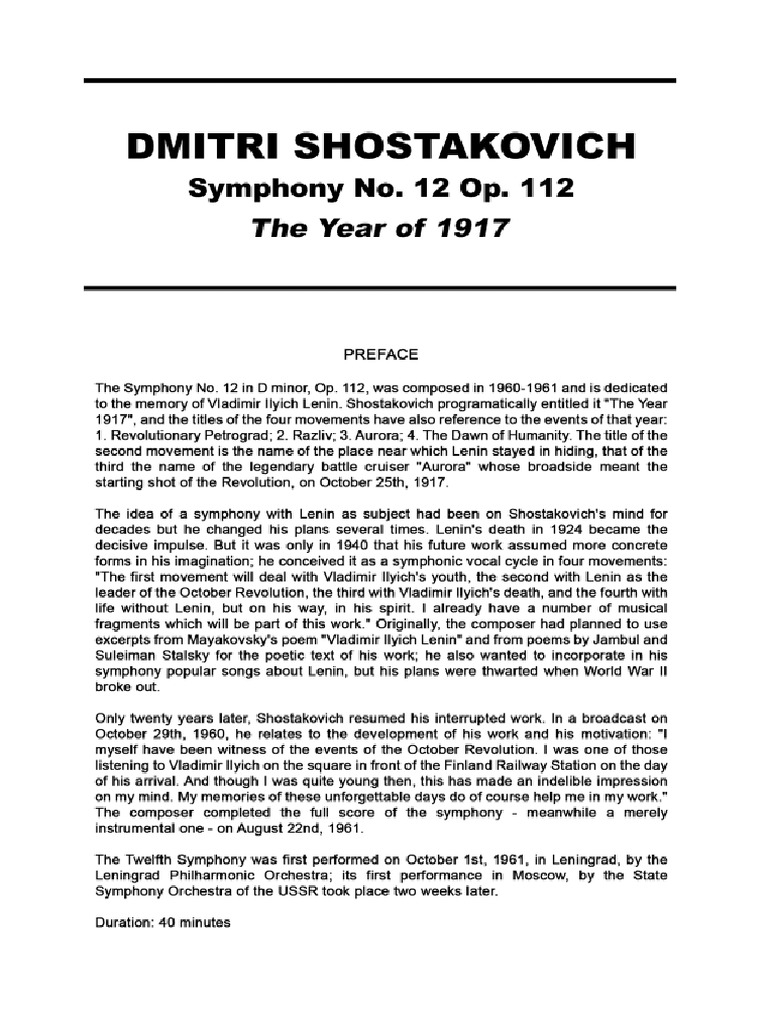 Shostakovich Symphony No. 12 | PDF