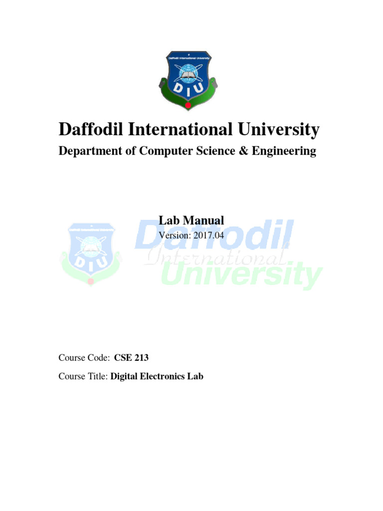 Daffodil International University: Department of Computer Science & Engineering | PDF | Digital ...