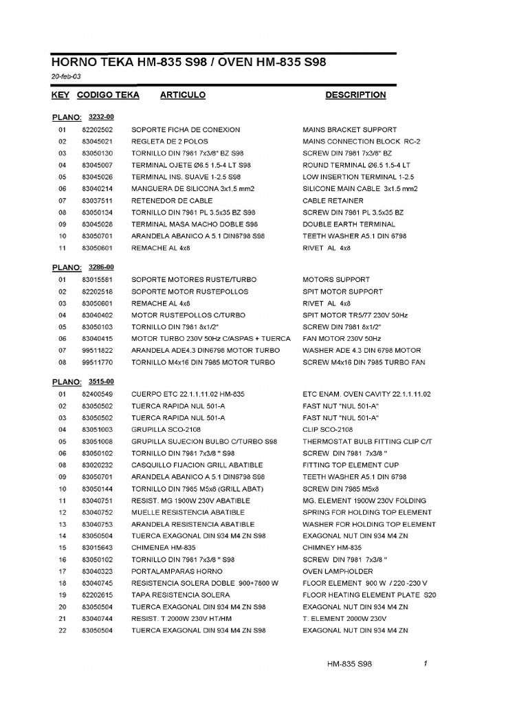 Teka hm-835 s98 | PDF