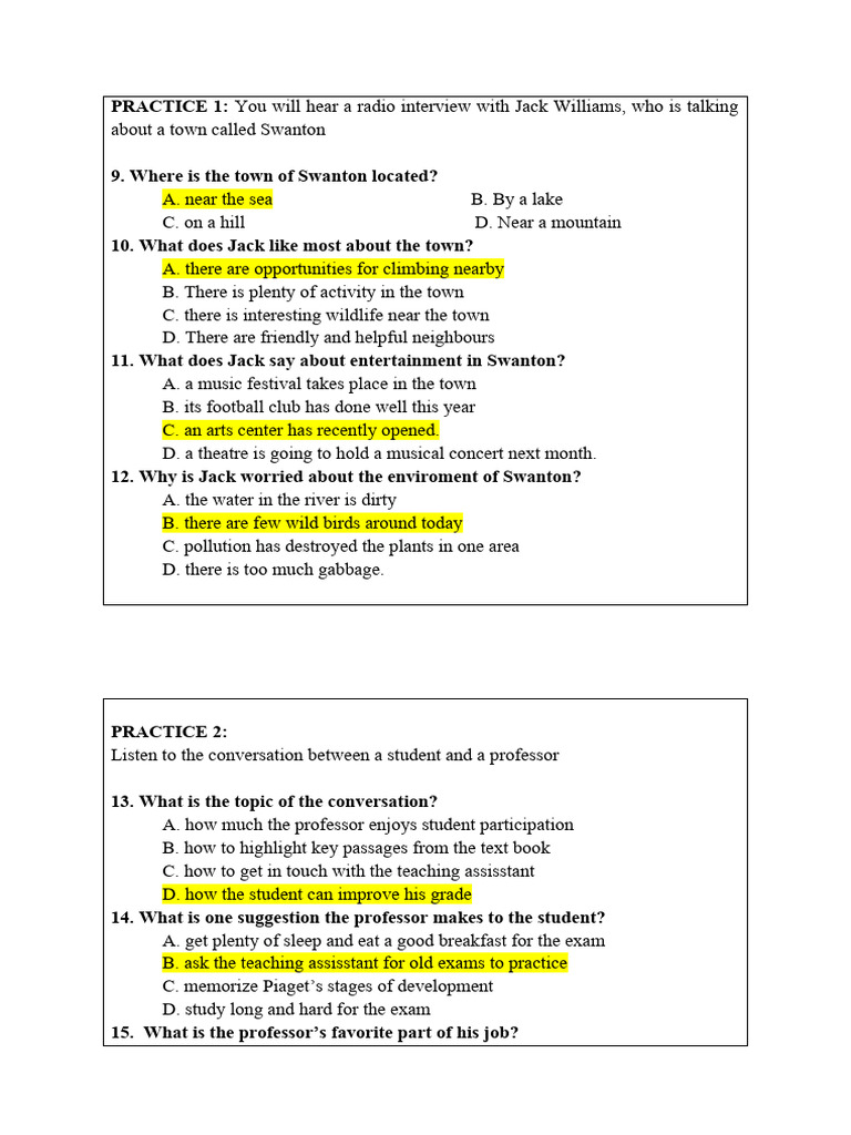 Listening Handout 2. Key and Script | PDF | Libraries | Librarian