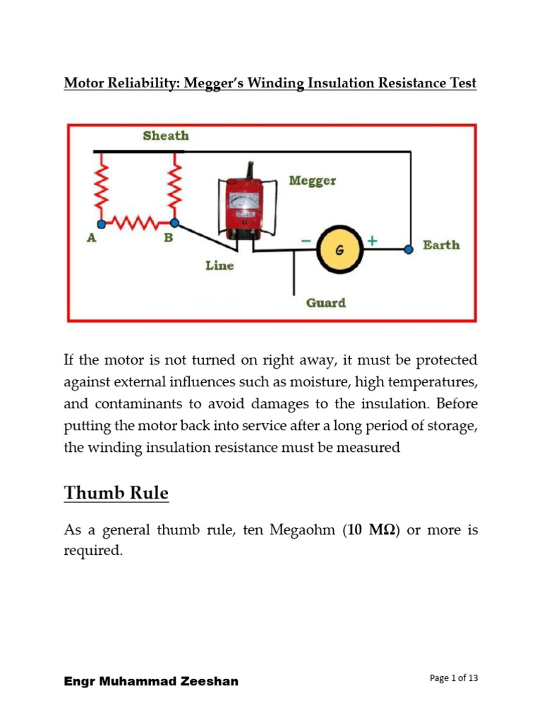 Motor ReliabilityMegger Winding Insulation Resistance Test | PDF ...