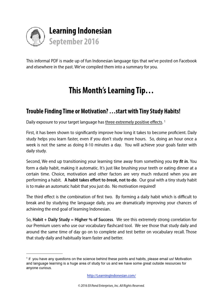 Tips for learning Indonesian | PDF