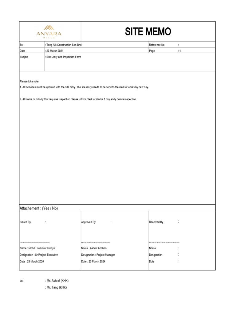 Site Memo 3 (TA) | PDF