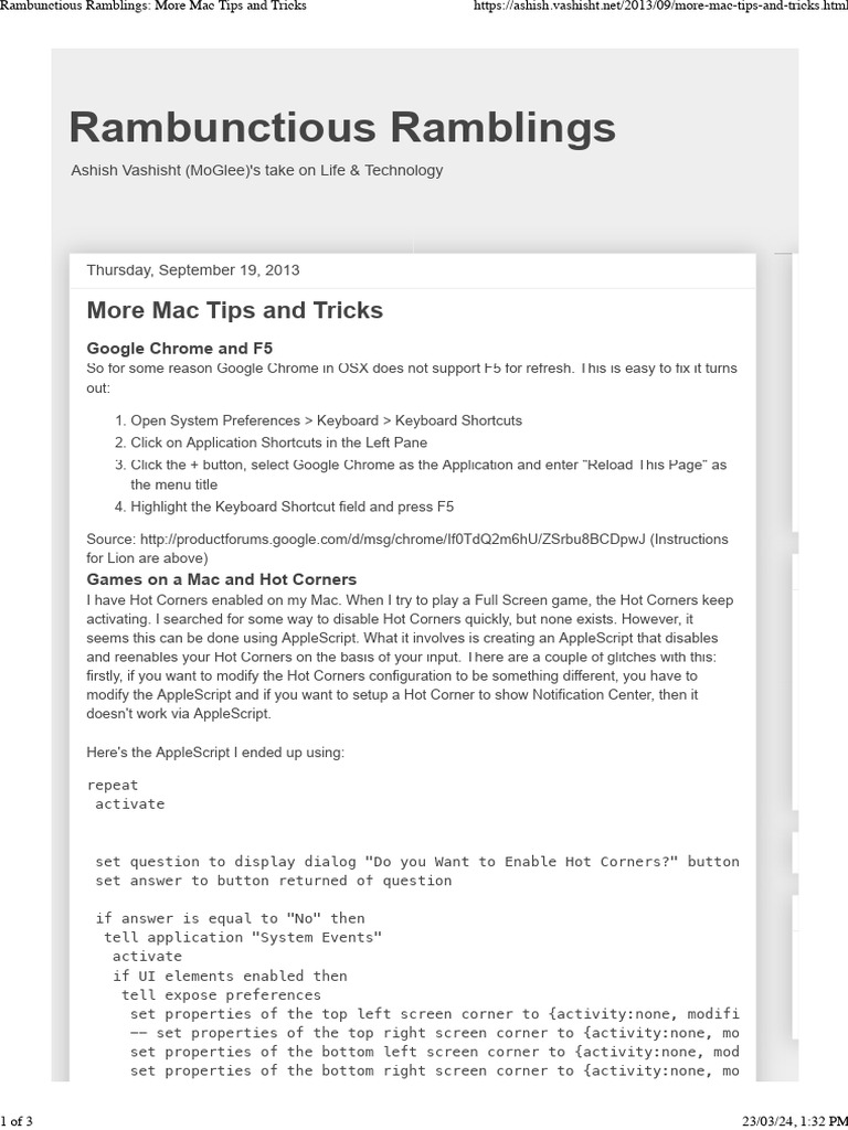 Mac Tips: Chrome Refresh & Hot Corners | PDF | Mac Os | Microsoft Windows