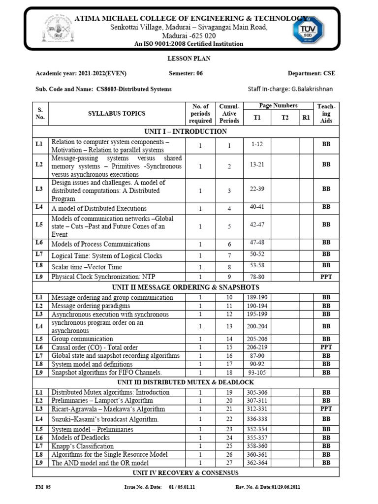 Lesson Plan Distributed Systems Pdf Peer To Peer Distributed Computing