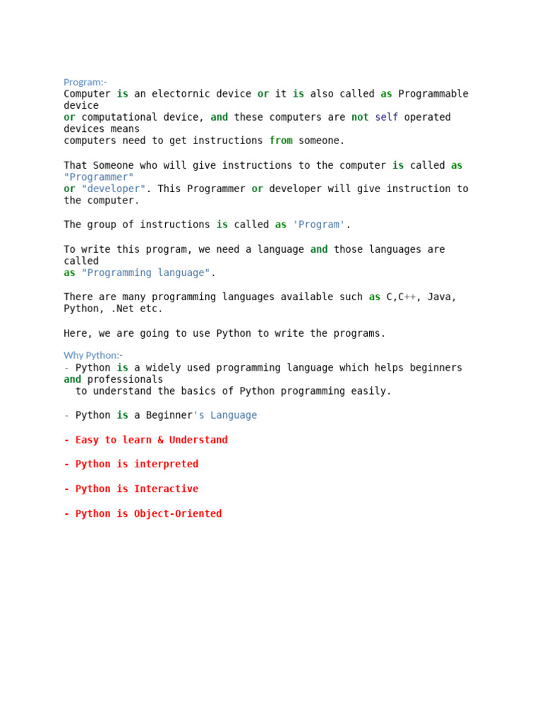 1-Python Introduction | PDF | Python (Programming Language) | Computer Programming