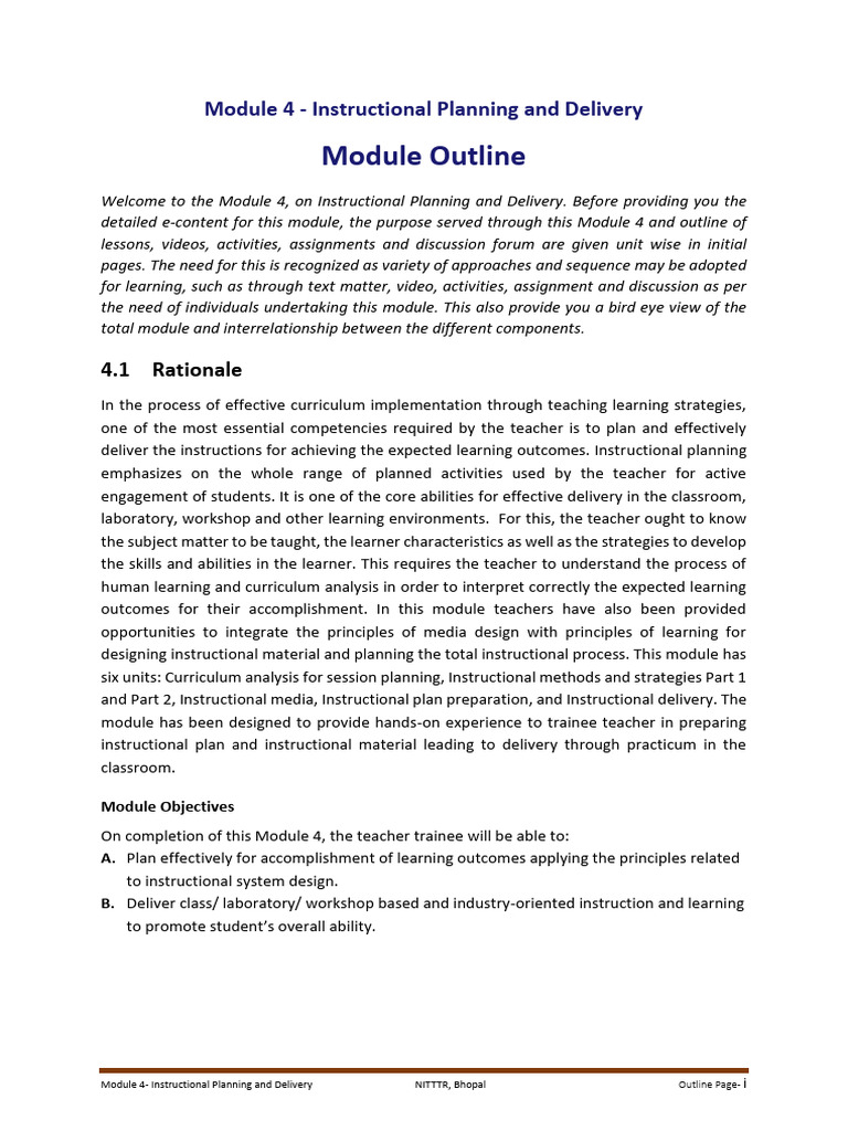 NITTTR Module 4 | PDF | Curriculum | Learning