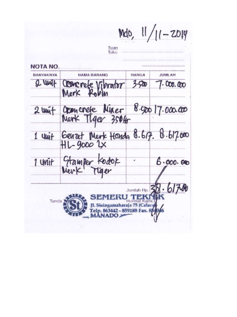 Nota Pembelian Alat | PDF