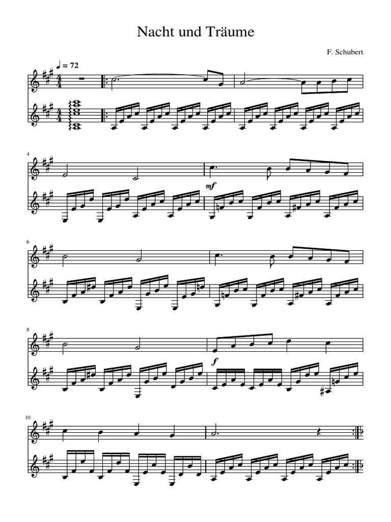 Nacht Und Traume - Franz Schubert - Duet | PDF | Franz Schubert | Music