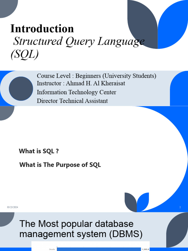 Intro To SQL 2022 Edition by University of Jordan | PDF | Sql | Microsoft Sql Server