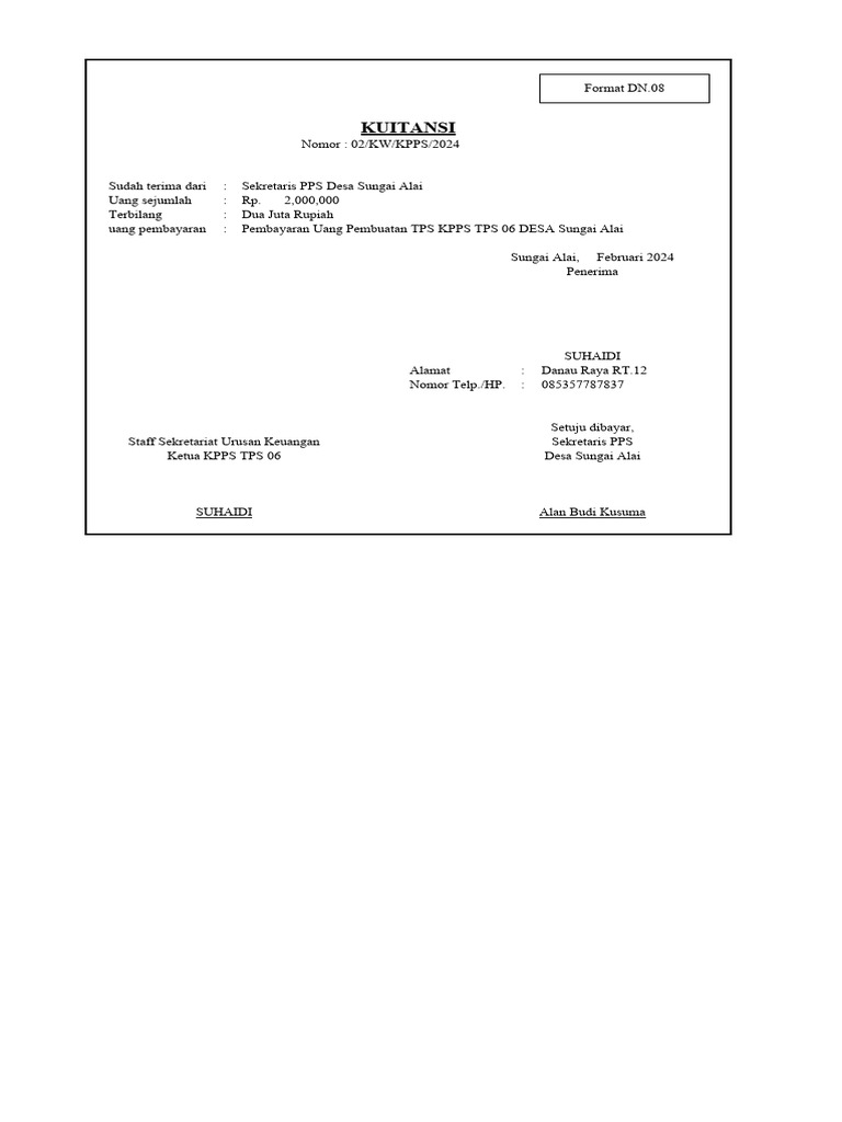 Kwitansi TPS 06 | PDF