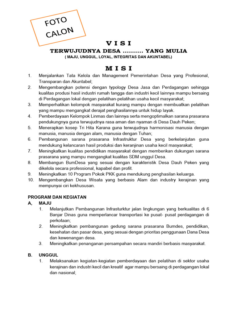 Contoh Visi Dan Misi | PDF