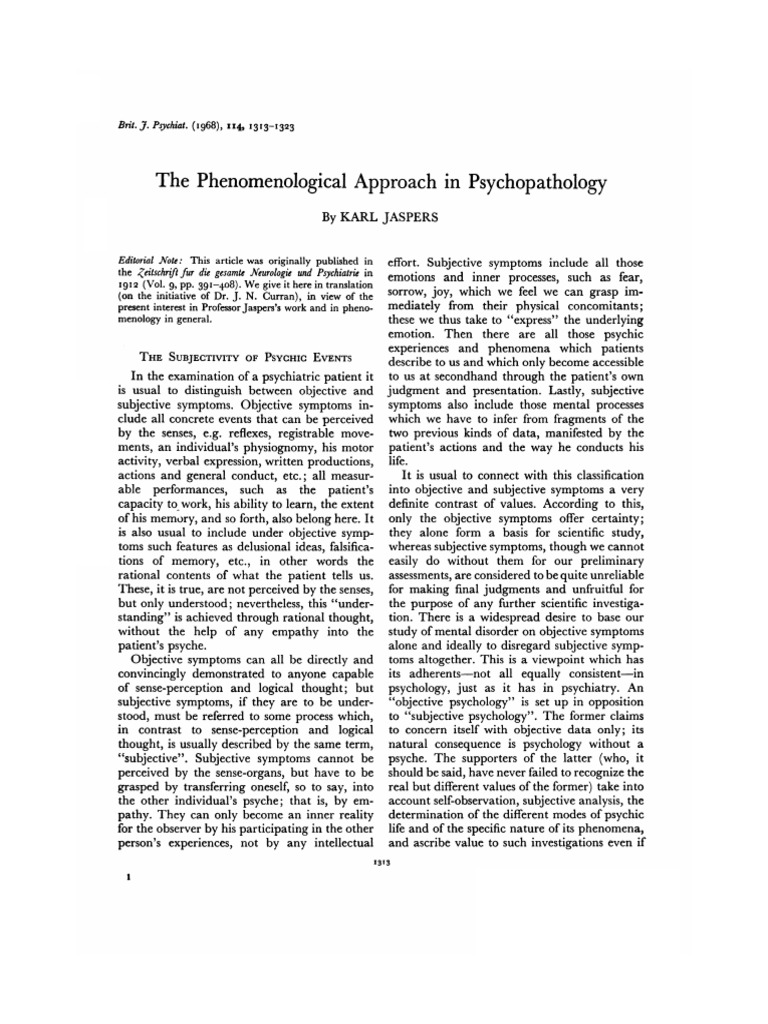 Karls Jaspers | PDF | Experience | Phenomenology (Philosophy)