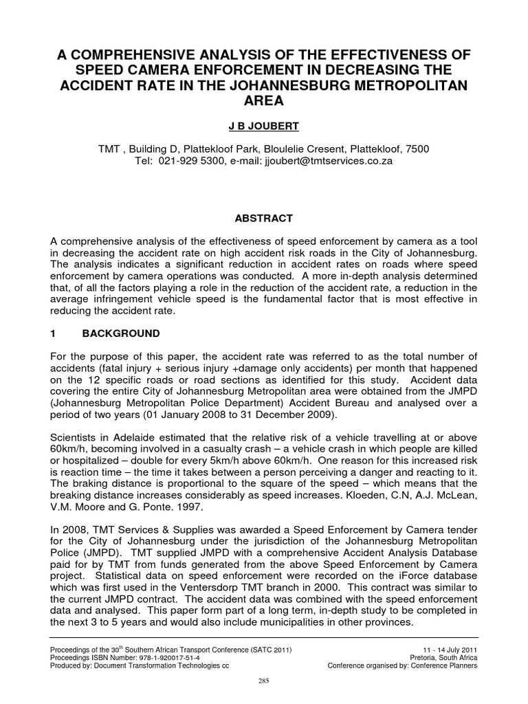 Johannesburg Speed Camera Impact Study | PDF | Traffic Collision ...
