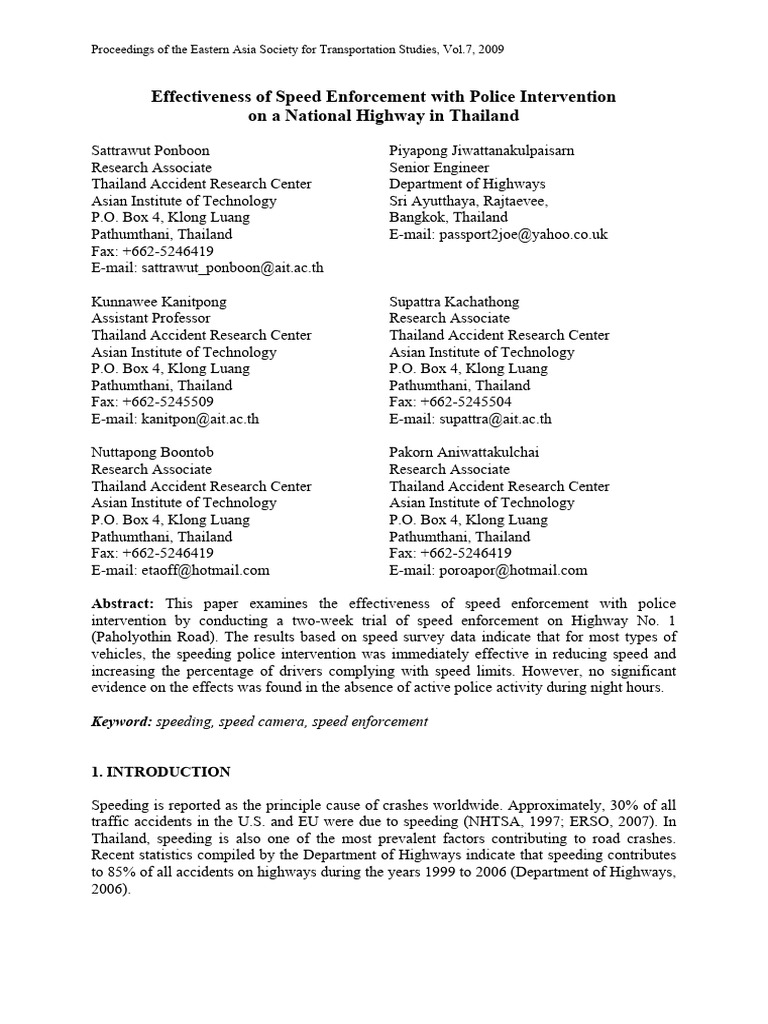 11 - Effectiveness of Speed Enforcement With Police Intervention | PDF ...