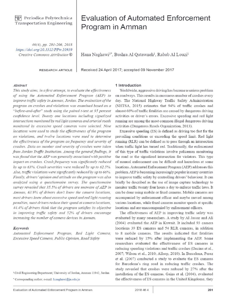 17 - Evaluation of Automated Enforcement Program in Amman | PDF