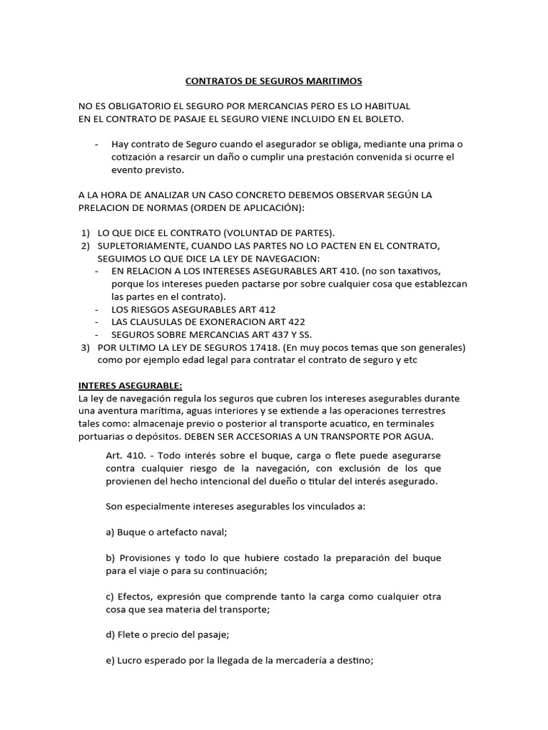 Seguros Marítimos Pdf Póliza De Seguros Seguro