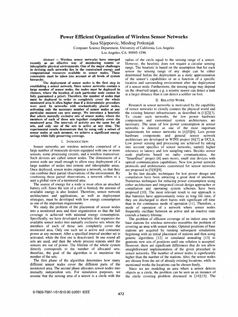 Power Efficient Organization of Wireless Sensor Networks | PDF | Wireless Sensor Network ...