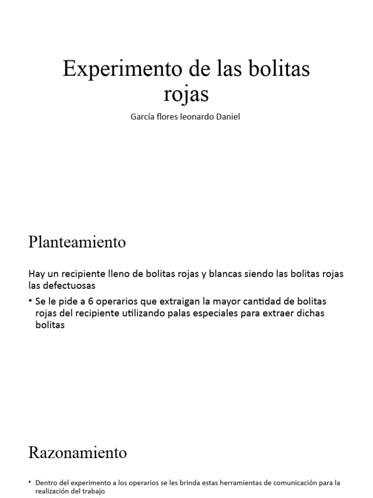 Experimento de Las Bolitas Rojas | PDF