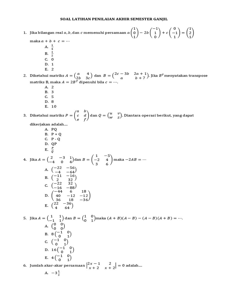 Soal Latihan Pas Xi Mipa | PDF