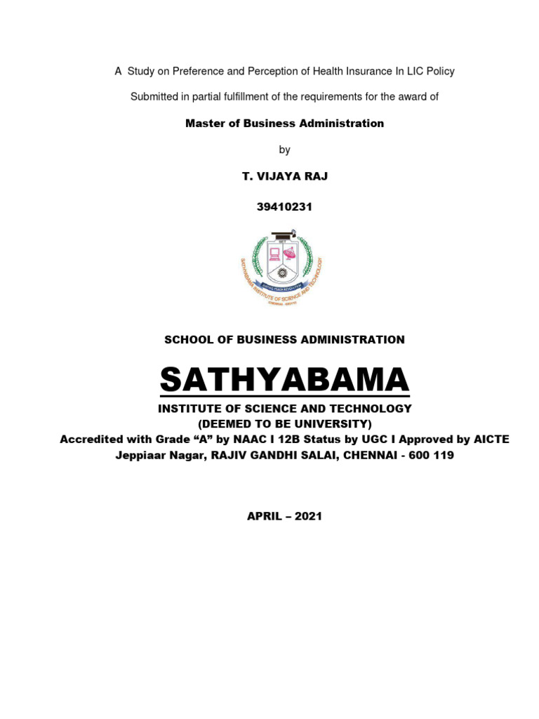 Sathyabama | PDF | Insurance | Risk